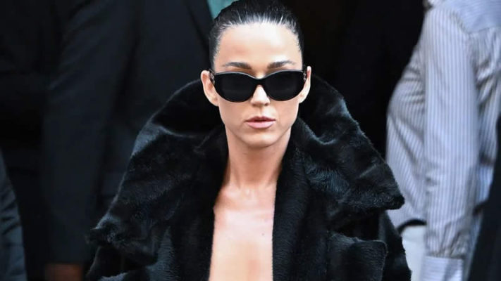 Katy Perry Wows in Ripped Tights and No Top at Balenciaga Couture Show